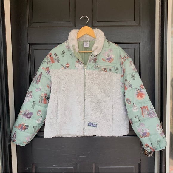 Disney | Jackets & Coats | Disney Parks Haunted Mansion Puffer Sherpa ...